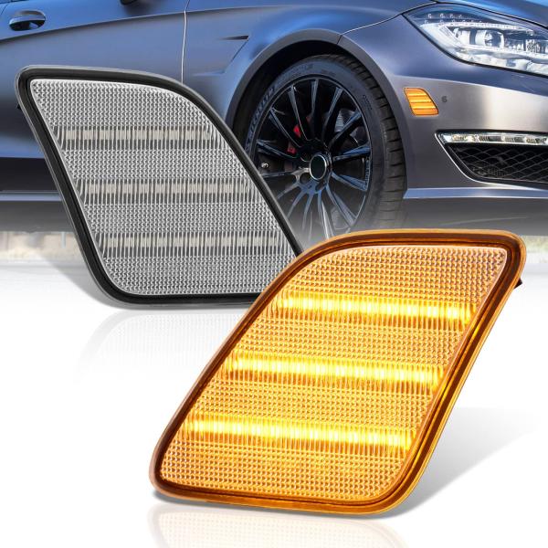 商品名:  AJP Distributors Clear Amber LED Front Bumper Side Marker Lights Signal Lamps Set Compatible/Replacement For CLS63...
