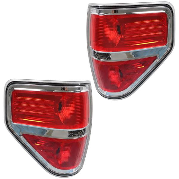 商品名: WFLNHB 助手席側と運転席側テールライト 2個セット 交換用 2009-2014 フォード F150 F150 リアブレーキランプ 左右 レッドレンズ クロームハウジング FO2818148 FO2819148 WFLNHB ...