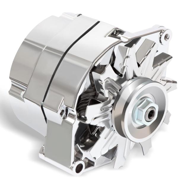 商品名: 1本のワイヤーオルタネーター クロムセルフエキサイティングストリートロッド GM 350 BBC SBC 100Amp 3 Wire Alternator Replacement for Chrome Self Exciting ...