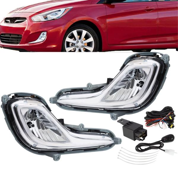 商品名: labwork フォグライトアセンブリ 交換用 1ペア 2012-2016 Hyundai Accent 4ドア ハッチバック クリアレンズ 電球付き ハーネス スイッチキット 運転用 フォグライト ランプ 運転席側 助手席側 l...