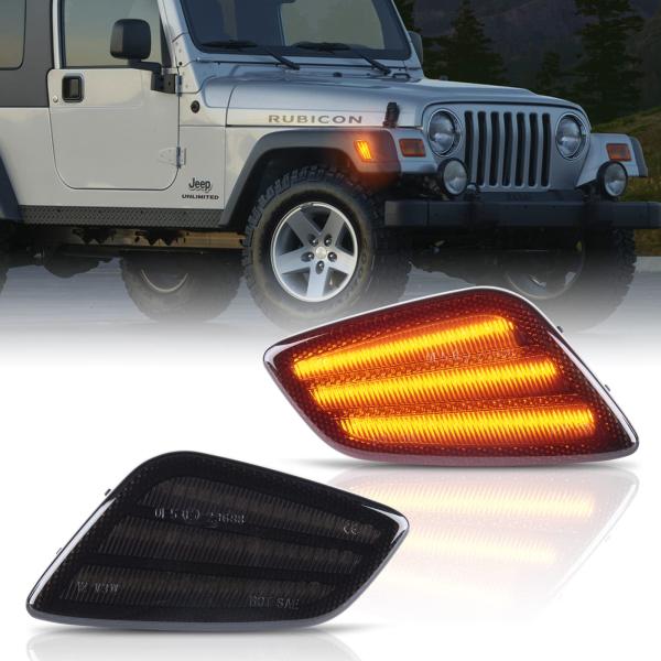 商品名:  Gempro Led Side Marker Lights Front Signal Lamps for 1997-2006 Wrangler TJ 55155629AC 55155628AC Driver and Passen...