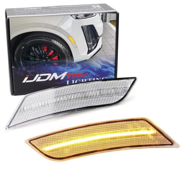 商品名:  iJDMTOY Clear Lens Amber LED Bumper Side Marker Light Kit Compatible With Cadillac 2019-up XT4 XT6, Powered by 27-...