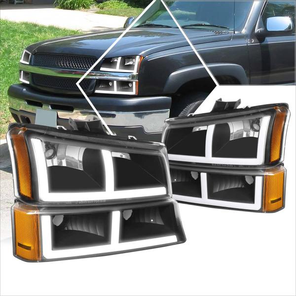 商品名: PM PERFORMOTOR [4個] Fスタイル LED DRL ヘッドライト バンパーランプ シルバラード アバランチ 03-07対応 ブラックハウジング/アンバーコーナー PM PERFORMOTOR [4Pcs] F-St...