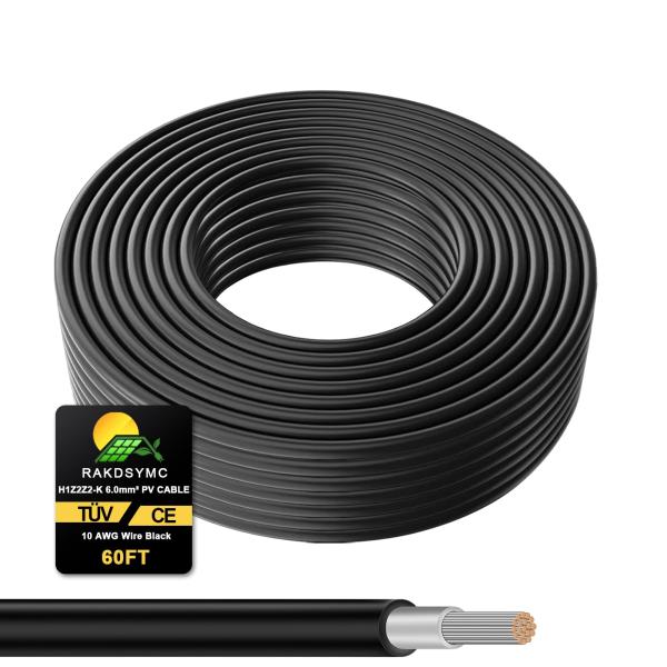 商品名: RAKDSYMC Cable De Panel Solar - 60Ft 10Awg (6 Mm ?) Cable De Extensi〓n Solar, Cable De Cobre Esta〓ado Cable Fotovol...
