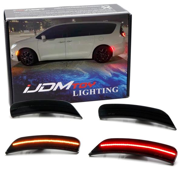 商品名:  iJDMTOY 4pc Set Black-Out Dark Lens Front/Back Full LED Side Marker Lights Compatible With 2017-up Chrysler Pacifi...