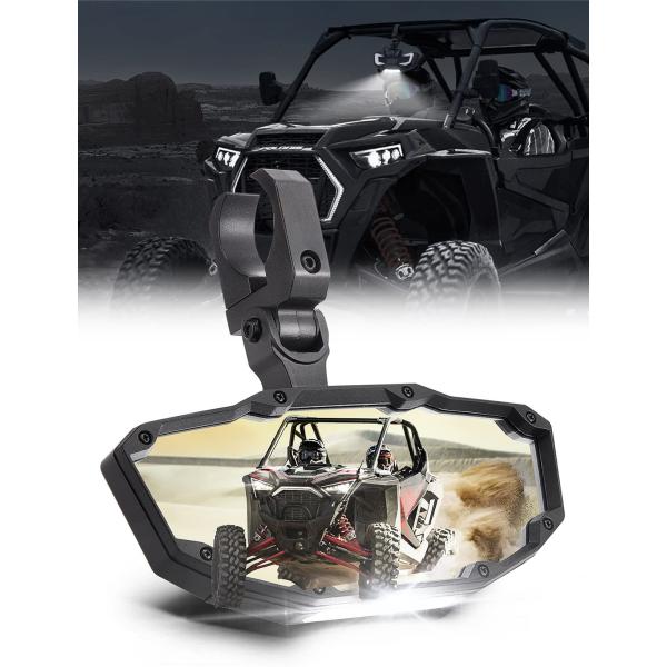 商品名:  KEMIMOTO UTV Rear View Mirror with Light Built-in Rechargeable Battery, 360° Adjustable Heavy-Duty UTV Mirror Fits...