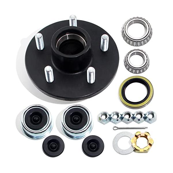 商品名: GREPSPUD 1セット トレーラーハブキット 5 オン 4.5 3500ポンド 1-1/16インチから1-3/8インチテーパー車軸、追加のダストキャップ&amp;ラバープラグ付きアイドラーハブ、5x4.5トレーラー交換ハブ 5...