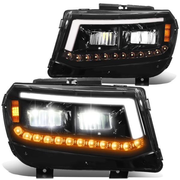 商品名: ?DNA MOTORING HL-HAY-029-BK LED DRL シーケンシャル ウインカーヘッドライト ペア 2014-2015 シボレー カマロ ハロゲンモデル対応 ブラック ハウジング DNA MOTORING HL-...