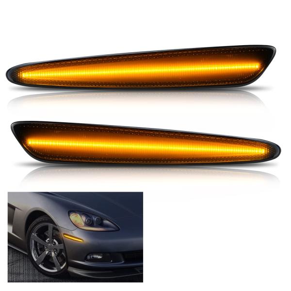 商品名: コルベットC6 LED対応のフロントバンパーサイドマーカー。 Bestview Side Marker Light Assembly, Front Bumper Side Marker Lamps Reflectors Compa...