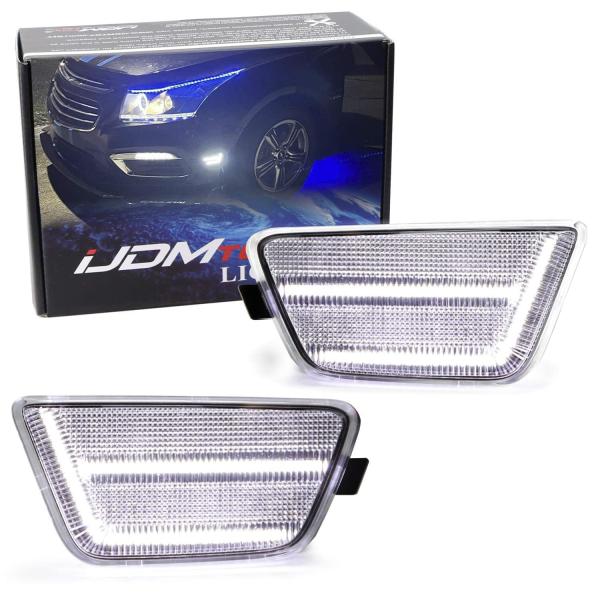 商品名:  iJDMTOY Semi-Clear Lens Front Bumper White Double-Row Full LED Strip Side Marker Lights Compatible With 2011-2015 ...