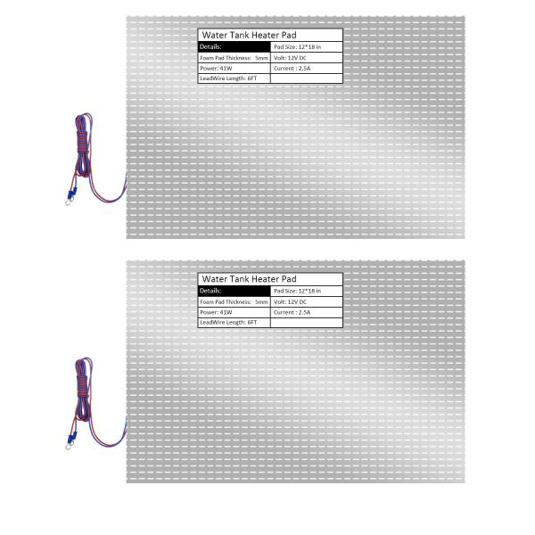商品名: 12インチ x 18インチ RVタンクヒーターパッド 12V DC 2パック 水タンク加熱パッド 一定温度加熱プレート付き 最大50ガロンの淡水に対応 12" x 18" RV Tank Heater Pad 12V DC, 2P...