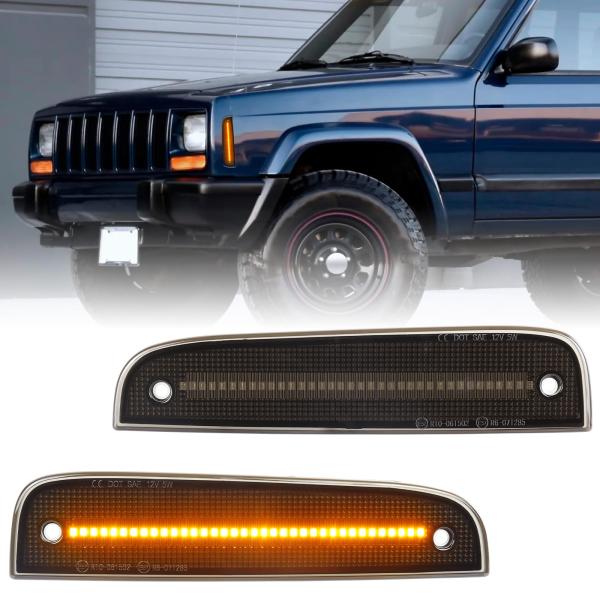商品名:  FetonAuto Amber LED Front Side Marker Lights for Jeep Cherokee XJ Chassis 1997 1998 1999 2000 2001, Smoked Lens Bu...