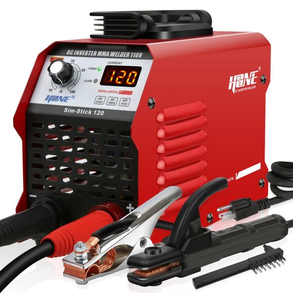 商品名: HONE スティック溶接機 110V 実際 120Amp スマートホットスタート アークフォース アンチスティック ミニ ポータブル溶接機 デジタルIGBTインバーター LCDディスプレイ アーク溶接機 高効率 溶接棒用 1/16...