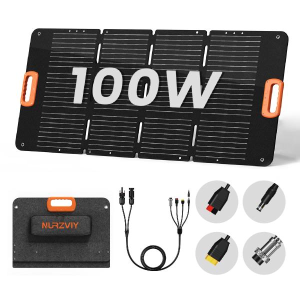 商品名: Nurzviy SolarEpoch 100W Power Station Discoverシリーズ用ポータブルソーラーパネル、キックスタンド付き折りたたみ式 NURZVIY 100 Watt Portable Solar Pan...