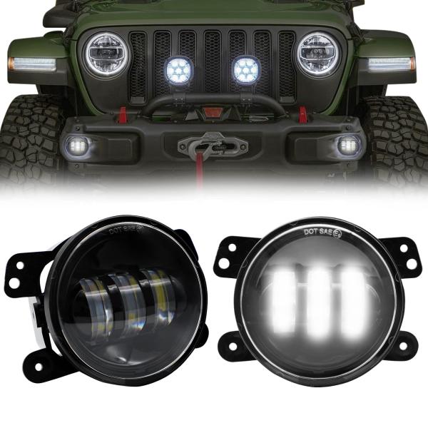 商品名:  KAKSEY 4 Inch LED Fog Lights Compatible with Jeep Wrangler JL JLU 2007-2018 60W Front Bumper Replacements White Dr...