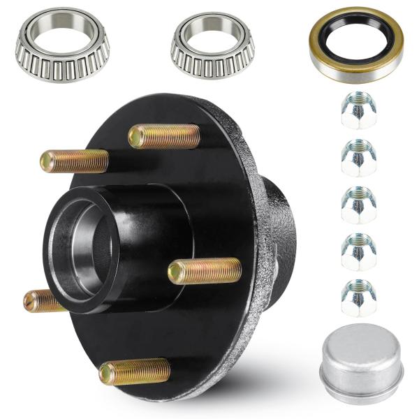 商品名: SEHNSUCHT トレーラーブレーキアイドラーハブキット 5穴 5インチ ボルトサークルブレーキ アイドラーハブ 3500ポンドの車軸用 交換用ブレーキハブドラムアセンブリ RV トレーラーとセミトラック用 SEHNSUCHT ...