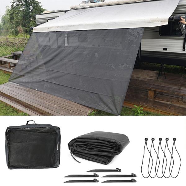 商品名: labwork RVオーニングサンスクリーン 9フィート x 19フィート 3インチ RVフロントオーニングコンプリートキット UVブロック ブラックグリッド 影保護 プライバシー保護 RV 旅行 アウトドア キャンプ用 labw...