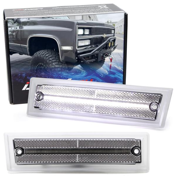 商品名:  iJDMTOY Semi-Clear Lens White Full LED Strip Front Fender Side Marker Lights Compatible With Chevrolet Blazer GMC ...