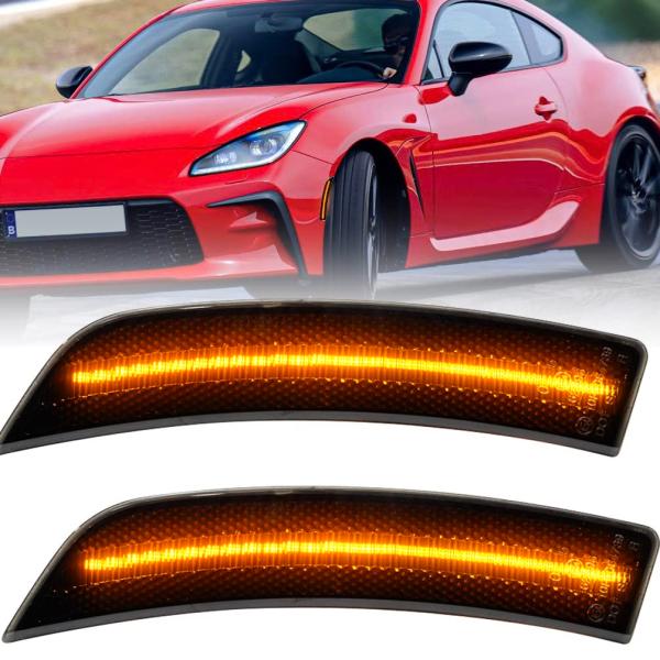 商品名: NJSBYL アンバー LED GR86 サイドマーカーライトアセンブリ 2022 2023 トヨタ GR86 スバル BRZ 左 運転席右 助手席側 バンパーマーカーライト ウィンカーランプ スモークレンズ OEM# 84411...