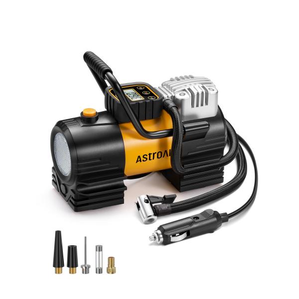 商品名: AstroAI タイヤインフレーター ポータブルエアコンプレッサー エアポンプ 車のタイヤ用 12V DC デジタルタイヤポンプ 150PSI 緊急LEDライト付き 車 バイク 自転車 その他のインフレータブル用 カーアクセサリー...