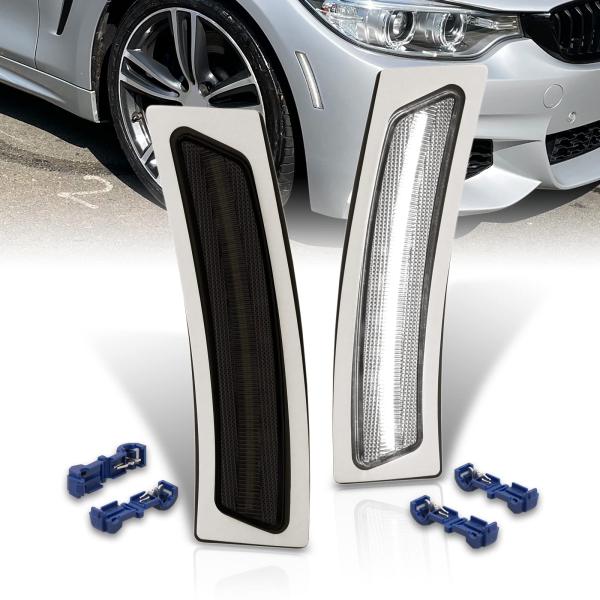 商品名:  AJP Distributors Smoke Lens White LED Front Bumper Side Marker Lights Reflector Signal Lamps Compatible/Replacemen...