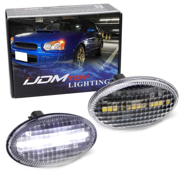 商品名:  iJDMTOY Clear Lens w/Black Housing 15-SMD Xenon White LED Front Fender Side Marker Light Assembly Compatible With ...