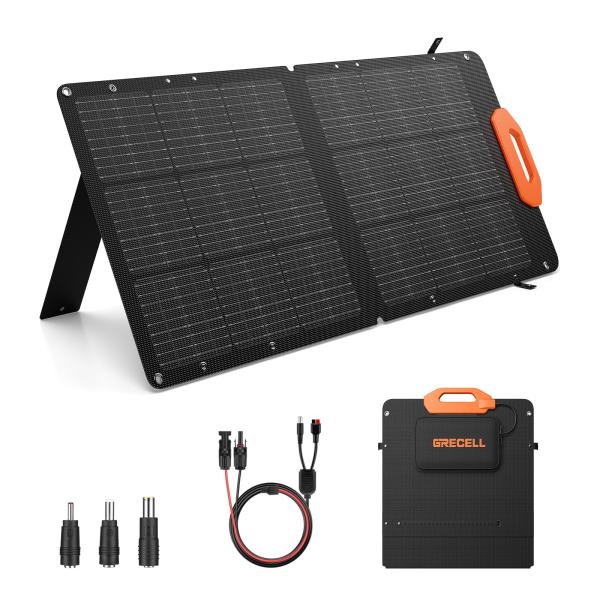 商品名: GRECELL (グレセル) 100W ソーラーパネル 発電所発電機用 21.5V ポータブル折りたたみ式ソーラーパネル 高速充電器付き 調節可能なキックスタンドソーラーセル充電器 アウトドア キャンプ RV バン 旅行用 GRE...