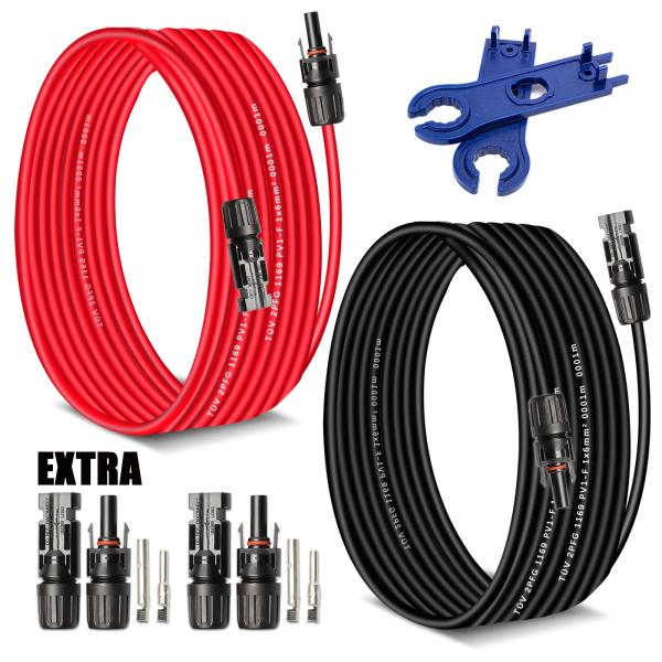 商品名: AAKL ソーラー延長ケーブル 30フィート 10AWG (6mm?) ソーラーケーブル PVワイヤー オスメスコネクター アダプターゲージワイヤー PVシステム ソーラーパネル延長用 AAKL Solar Extension C...