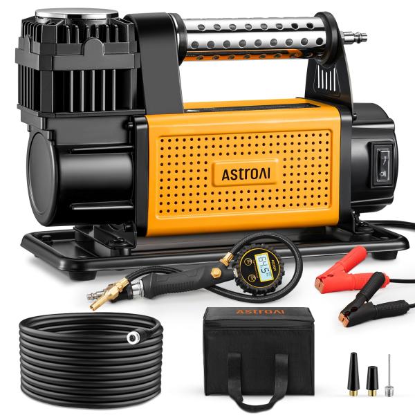 商品名: AstroAI エアコンプレッサー ポータブルタイヤインフレーター 12V オフロードエアコンプレッサー トラック用 150PSI デジタル表示ダイヤル付き 7.06CFM 車用エアポンプ 高耐久 4x4車両/RV/SUV/カーア...