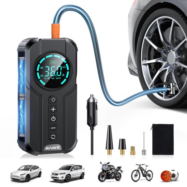 商品名:  Tire Inflator Portable Air Compressor with Pressure Gauge, 2x Faster Inflation, 12V DC/AC Dual Powered Electric Ai...