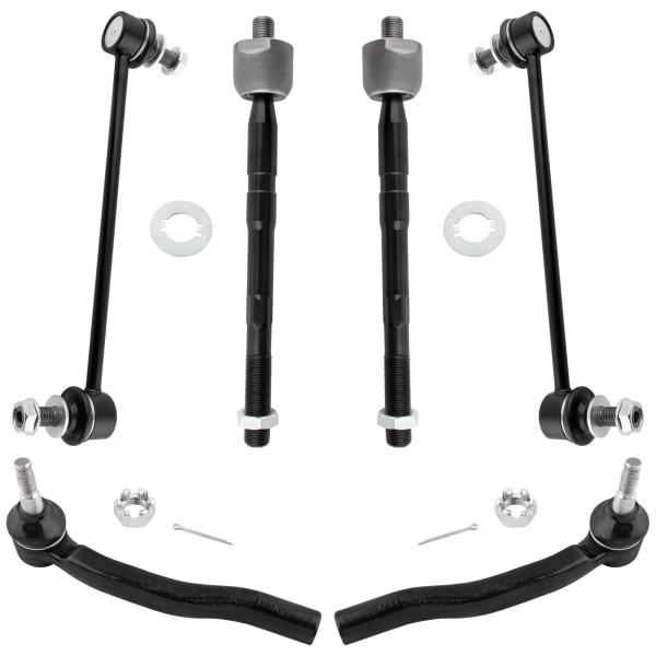 商品名:  BOXI (Set of 6) Front Inner &amp; Outer Tie Rod Ends + Front Stabilizer Sway Bar End Links Kit Fit for Toyota Sien...