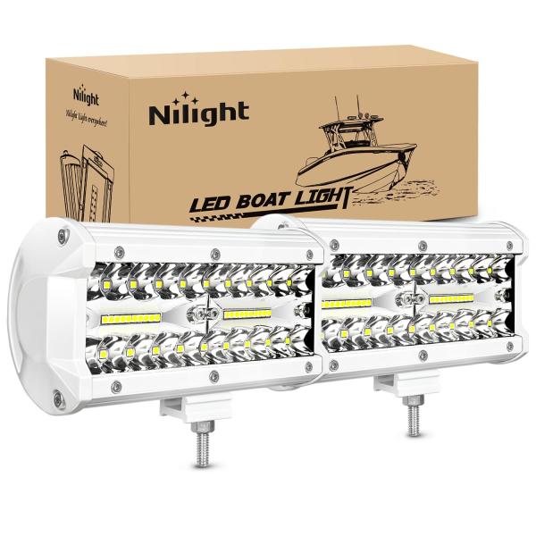 商品名:  Nilight Marine LED Light Pods Navigation Lights 2PCS 6.5 Inch White Spot Flood Combo Ponton Boat Deck Dock Lightin...
