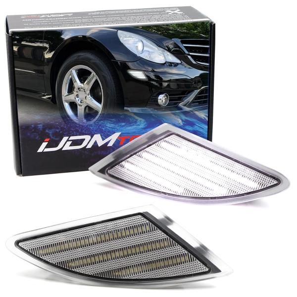 商品名:  iJDMTOY Semi-Clear Lens 36-SMD White Full LED Front Bumper Side Marker Lights Compatible With 2006-2010 Mercedes-B...