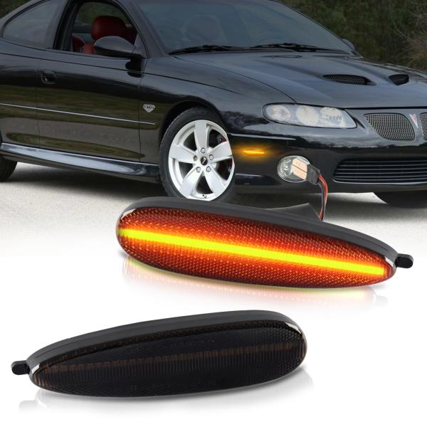 商品名: Gempro LEDサイドマーカーライト ポンティアックGTO 2004-2006 フロントバンパーマーカー パーキングランプ スモークレンズ 2個 (アンバーLED) Gempro LED Side Marker Lights ...