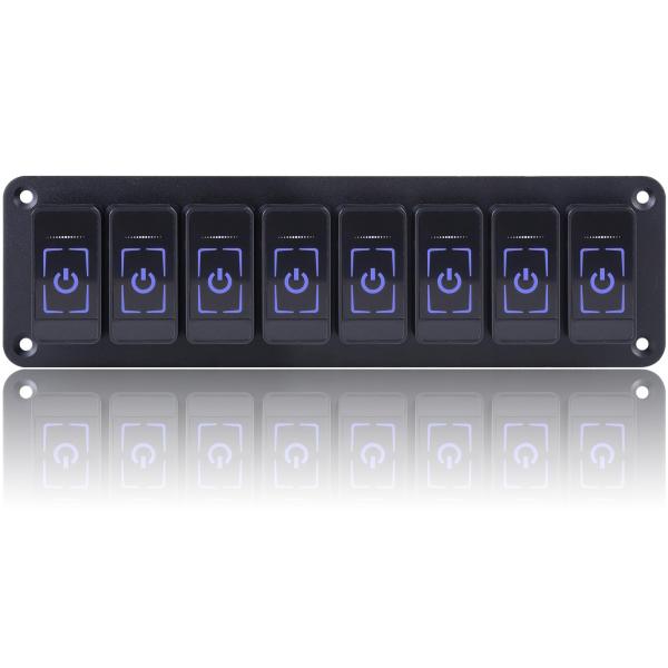 商品名:  Waterproof Switch Panel, 8 Gang Smart Touch Rocker Switch Panel 12/24 Volt Switches Panel Blue LED Light Pre-Wired...