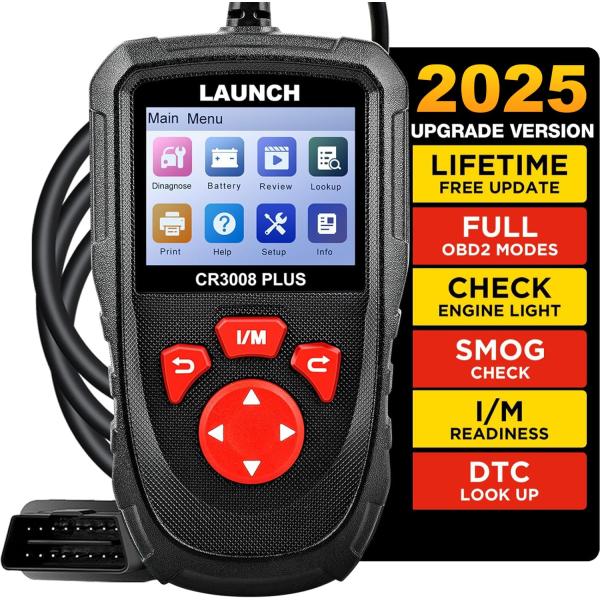 商品名: LAUNCH OBD2診断機、CR3008 PLUS車診断機、OBD2スキャンツール、強化されたエンジンチェック、自動車故障診断機、ベンツ トヨタ ハイブリッド スズキなど対応、日本語対応、2006以降の車に対応する、生涯の無料更...