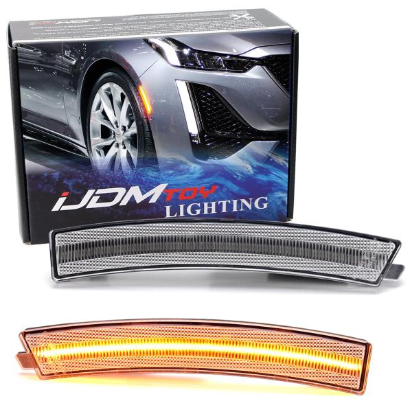 商品名:  iJDMTOY Semi-Clear Lens 36-SMD Amber Full LED Front Bumper Side Marker Light Kit Compatible With Cadillac 2020-up ...