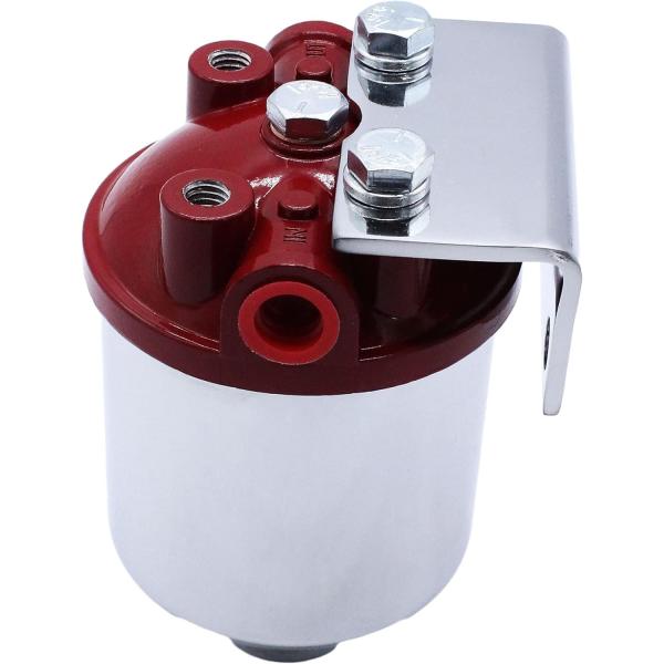 商品名:  1 Set SHLPDFM Chrome Finish Red Top Single Port Inline Canister Large Fuel Filter Frame 3/8 NPT Inlet Outlet Racin...