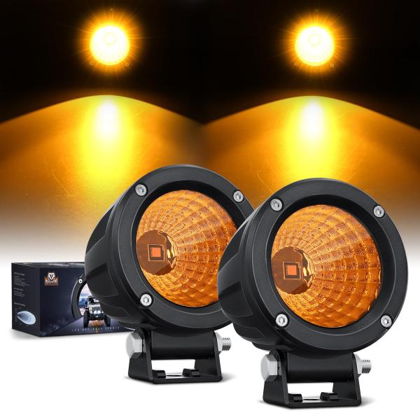 商品名:  Nilight Amber LED Light Pods 2 PCS 3 Inch Flood Round Offroad Driving Auxiliary Fog Lights Built-in EMC for Motorc...