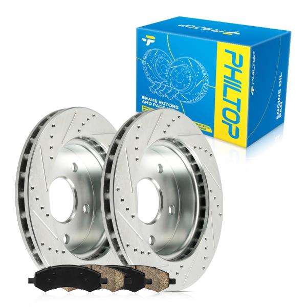 商品名:  PHILTOP D1084 53025 Front Brake Rotors and Pads Kit Replacement for Raider 2006-2009, Dakota 2005-2011, Braking Sy...