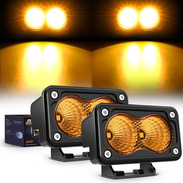 商品名:  Nilight Amber Motorcycle Light Pods 2 PCS 3 Inch 1070LM Flood Offroad Driving Auxiliary Fog Lights Built-in EMC fo...