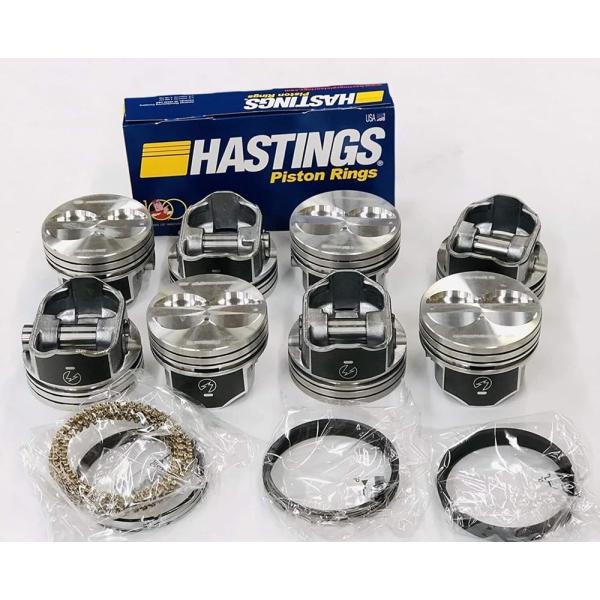 商品名:  1970-80 Small Block Chevy 400 Hypereutectic Coated Flat Top Pistons &amp; Moly Rings 10:7:1 Comp Ratio (.30 OVER 4...