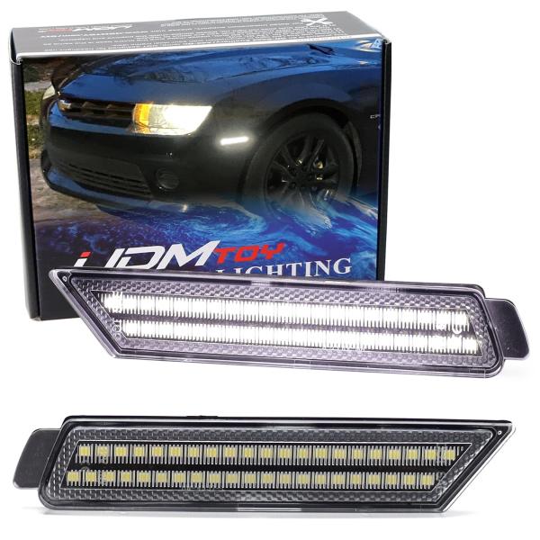 商品名:  iJDMTOY Semi-Clear Lens 42-SMD White Double-Row LED Front Bumper Side Marker Light Kit Compatible With 2010-15 Che...