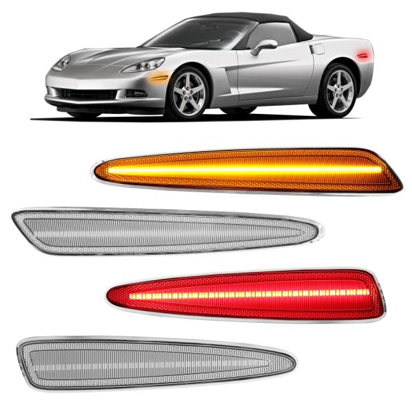 商品名:  ROCCS LED Amber &amp; Red C6 Corvette Side Marker Lights Compatible with Chevy Corvette C6 Z06 ZR1 2005-2013 Front...