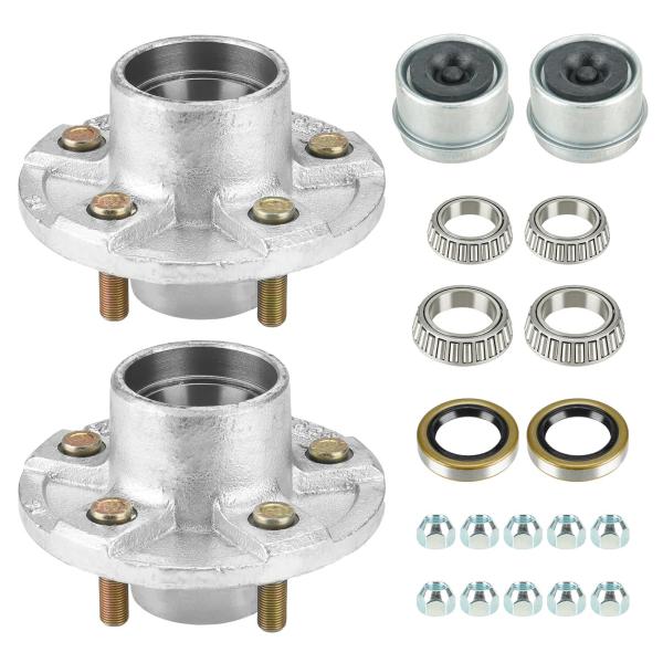 商品名: Youxmoto 亜鉛メッキ5オン5トレーラーアイドラーハブキット 5x5、5穴、5インチボルトサークルアイドラーハブ 3,5ポンド車軸用、交換用トレーラーブレーキハブドラムアセンブリ、L68149およびL44649コーンベアリン...