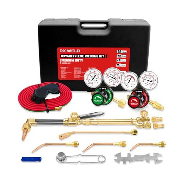 商品名:  RX WELD Medium Duty Oxy Acetylene Torch Kit with Check Valves, Heating Nozzle-6-MFA-1 Gas Cutting Welding Brazingブ...