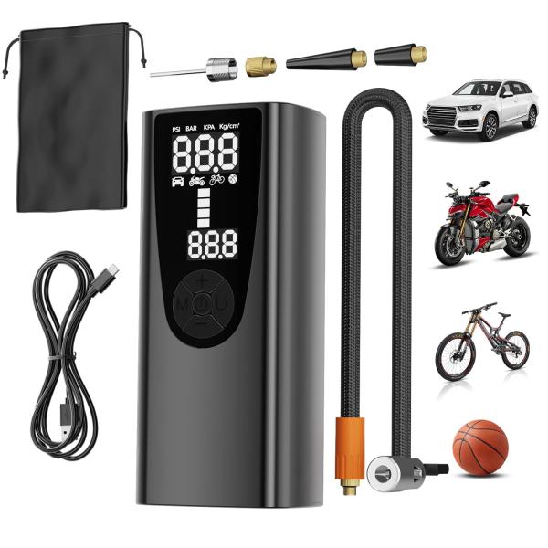 商品名:  Portable Electric Air Compressor 6000mAh S9 Battery/Air Pump Operated,0.1-10.3bar/3-150PSI,4 Modes,Type-C Charging...