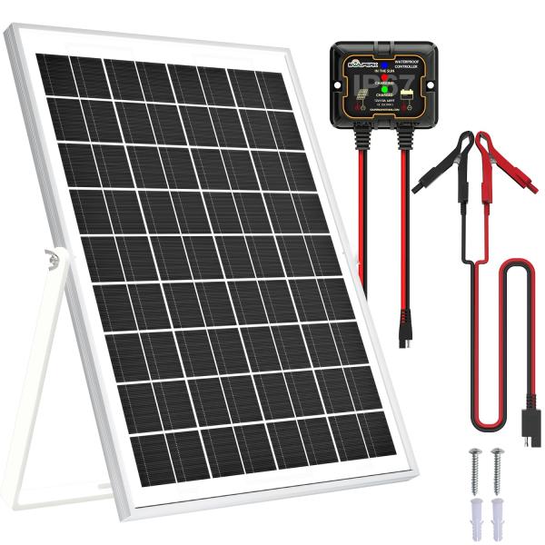 商品名: SOLPERK 10W ソーラーパネル ソーラーバッテリー充電器 12V ソーラーパネルキット + MPPT充電コントローラー 自動車、オートバイ、ボート、ATV、船舶、RV、トレーラー、スノーモービル、オフグリッドシステムに適し...