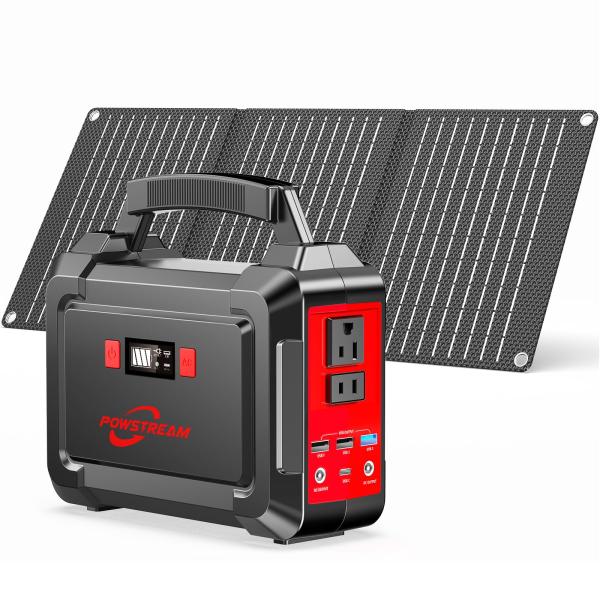 商品名:  POWSTREAM-Solar-Generator-167Wh-Portable-Power-Station-with-30W-Solar-Panel-Included - 100W Backup Power Bank with...