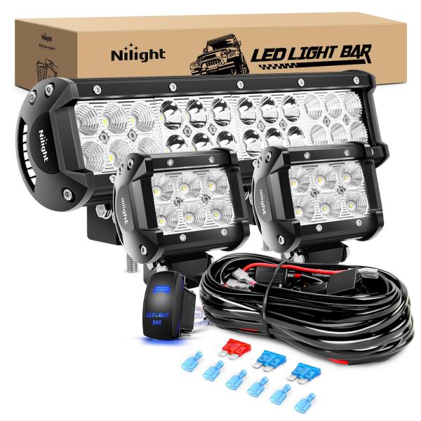 商品名: Nilight 12 Inch 72W Led Light Bar Spot Flood Combo 2PCS 4 Inch 18W Led Pods Boat Lights Driving Fog Lights Work Lig...
